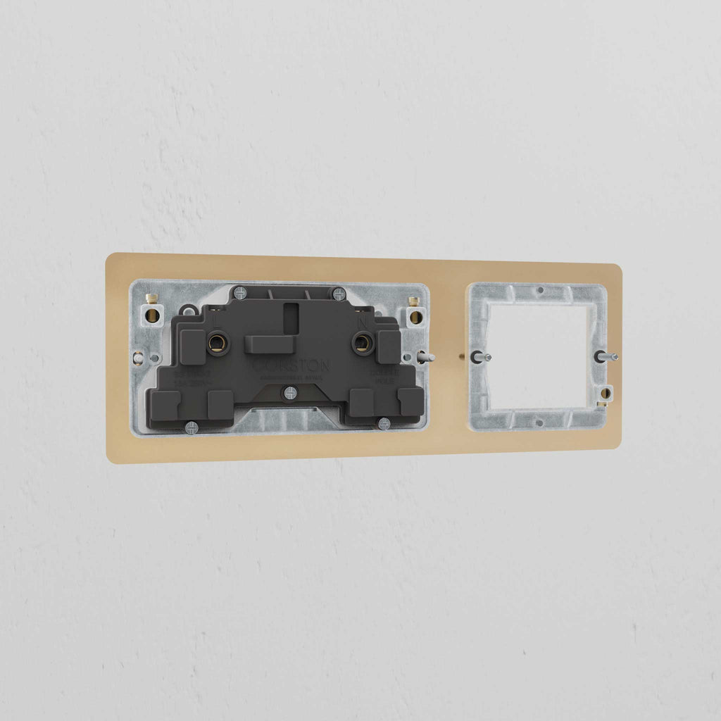 50mm Module & Double Socket Plate Antique Brass White | Sockets & Modules