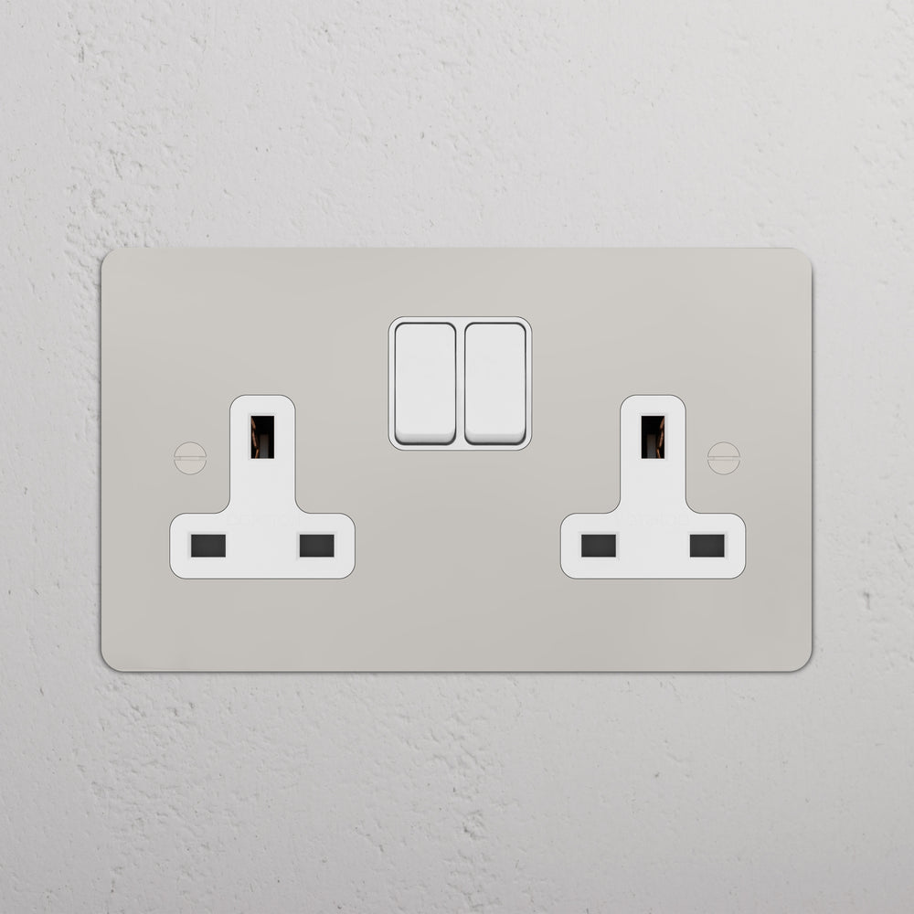 Double Socket Polished Nickel White | Sockets & Modules